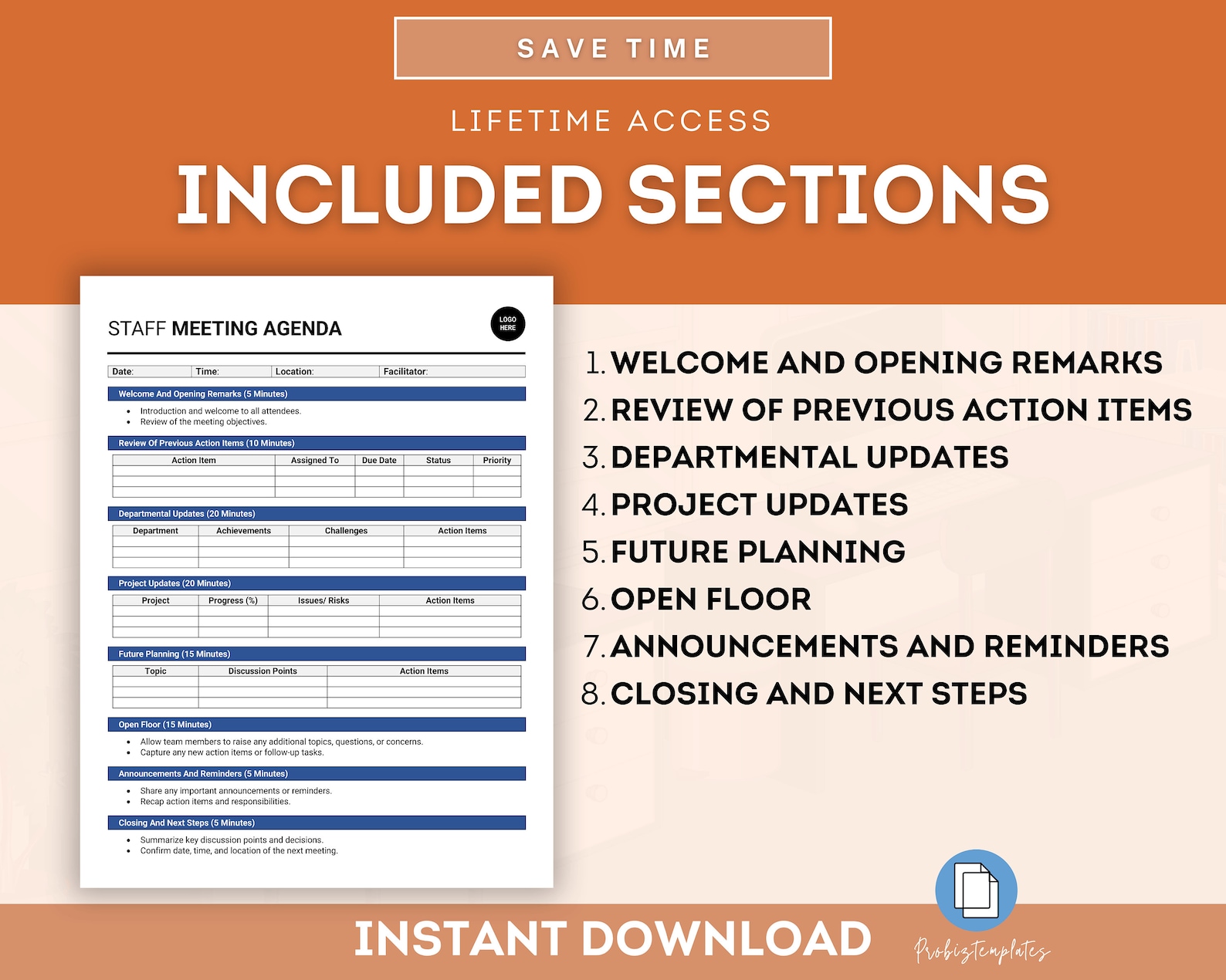 Staff Meeting Agenda Outline Template, Team Meeting Agenda Template ...