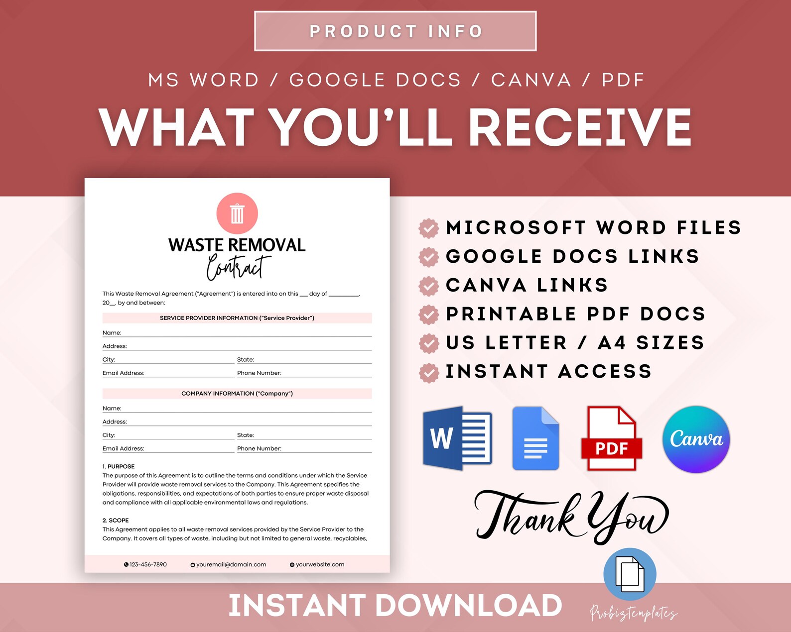 Waste Removal Contract Bundle, Disposal Service Agreement Template ...