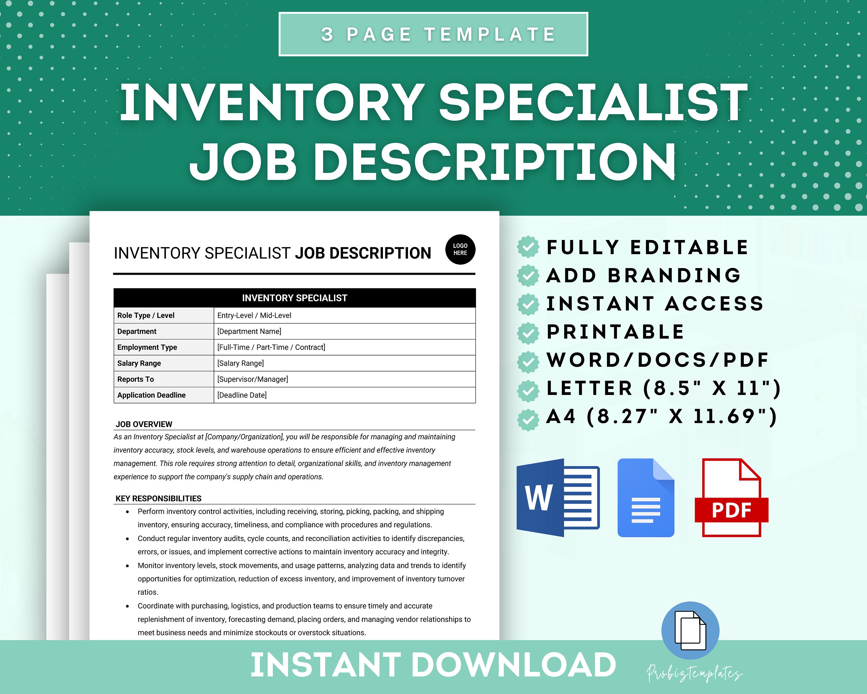Inventory Specialist Job Description Template, Inventory Management ...