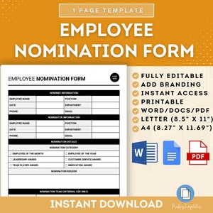 Employee Nomination Form Template, Staff Recognition Nomination ...
