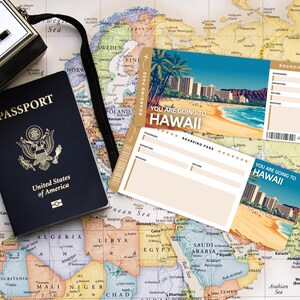 Printable Hawaii Surprise Gift Ticket, Editable Honolulu Boarding Pass ...