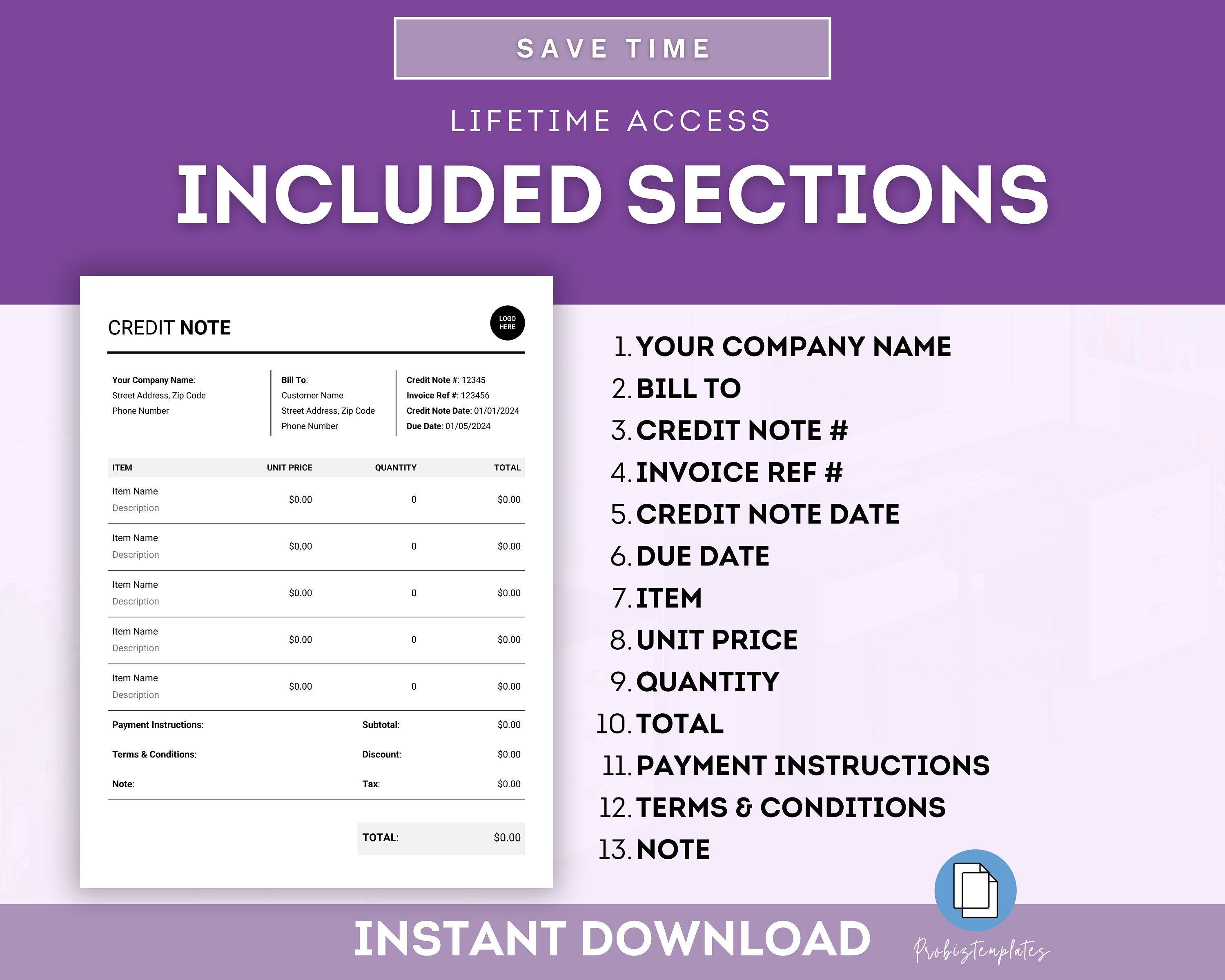 Credit Note Template, Credit Memo Template, Credit Adjustment Note ...