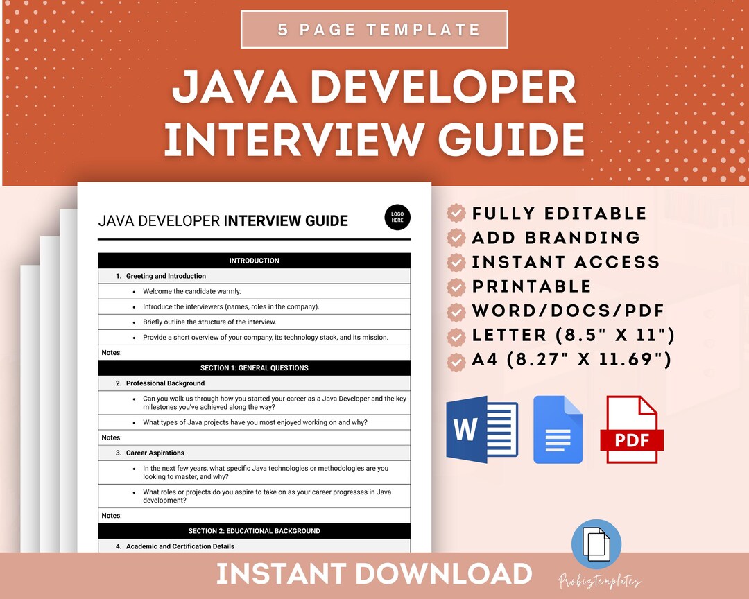Java Developer Interview Guide Template, Java Developer Hiring Guide ...