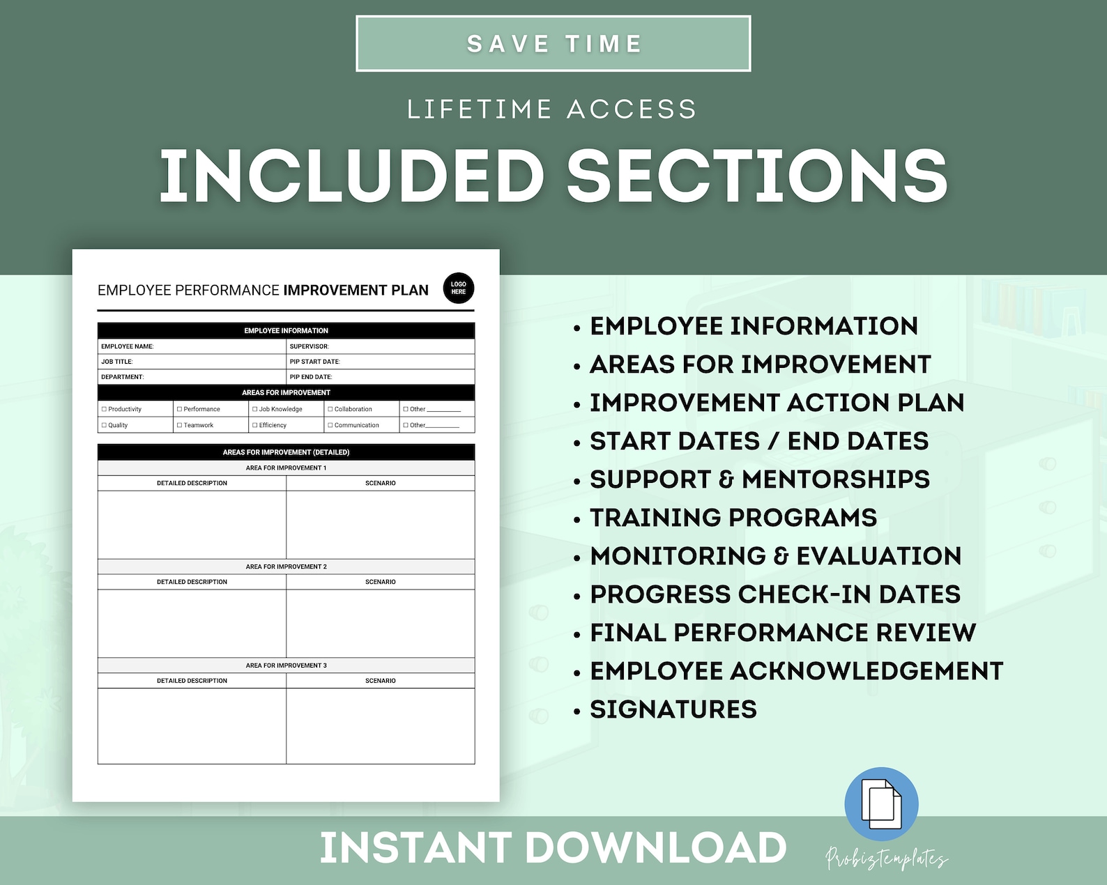 Employee Performance Improvement Plan Template, PIP Template, Employee ...