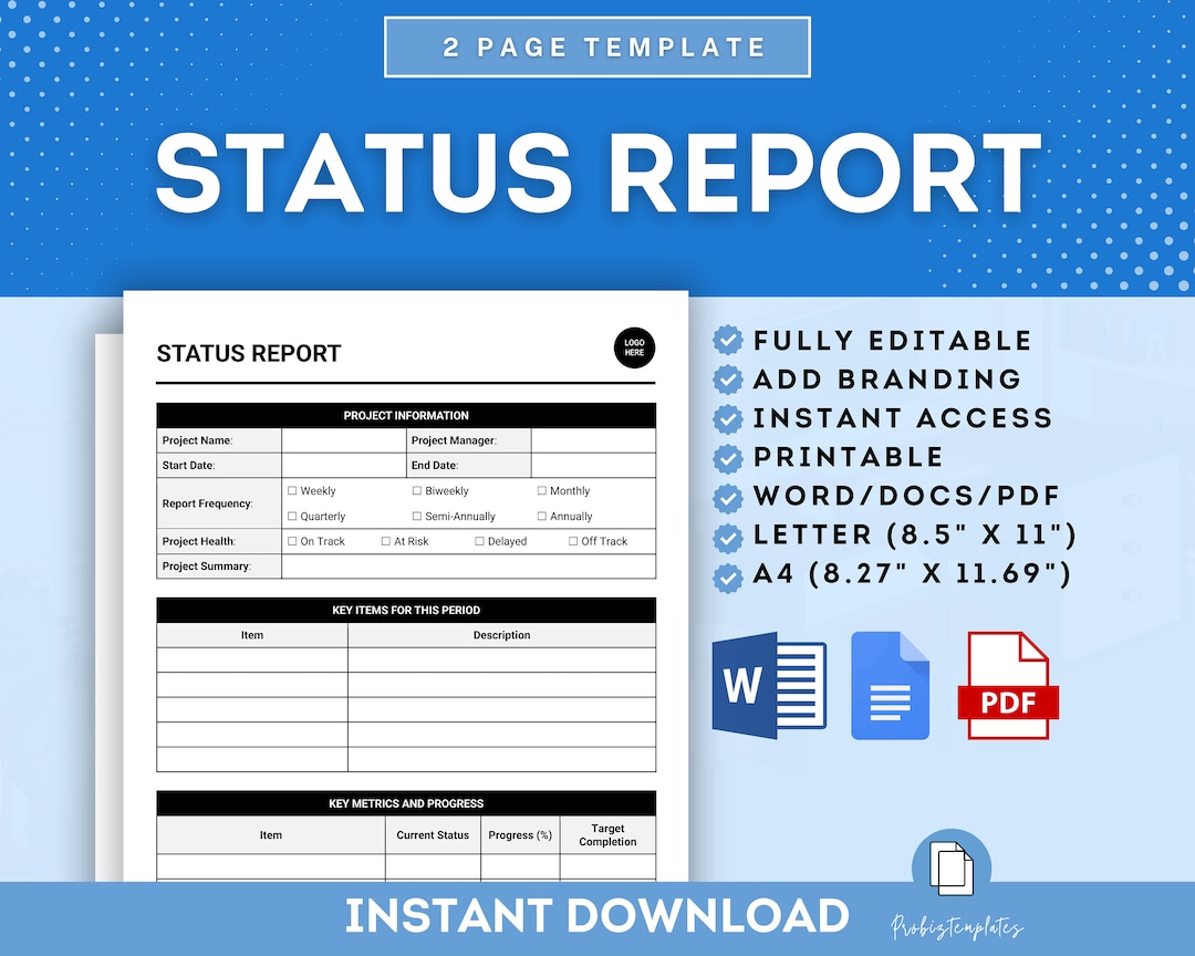 Status Report Template, Project Update Template, Progress Report ...