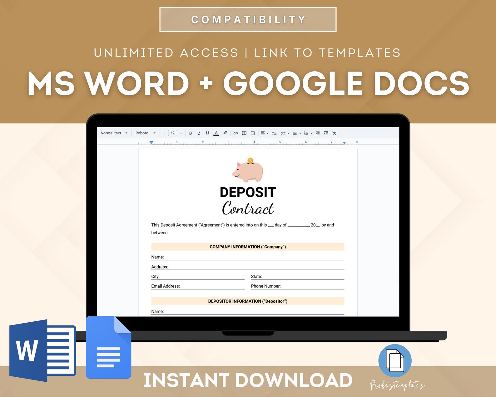 Deposit Contract Bundle, Service Booking Agreement Template, Client ...