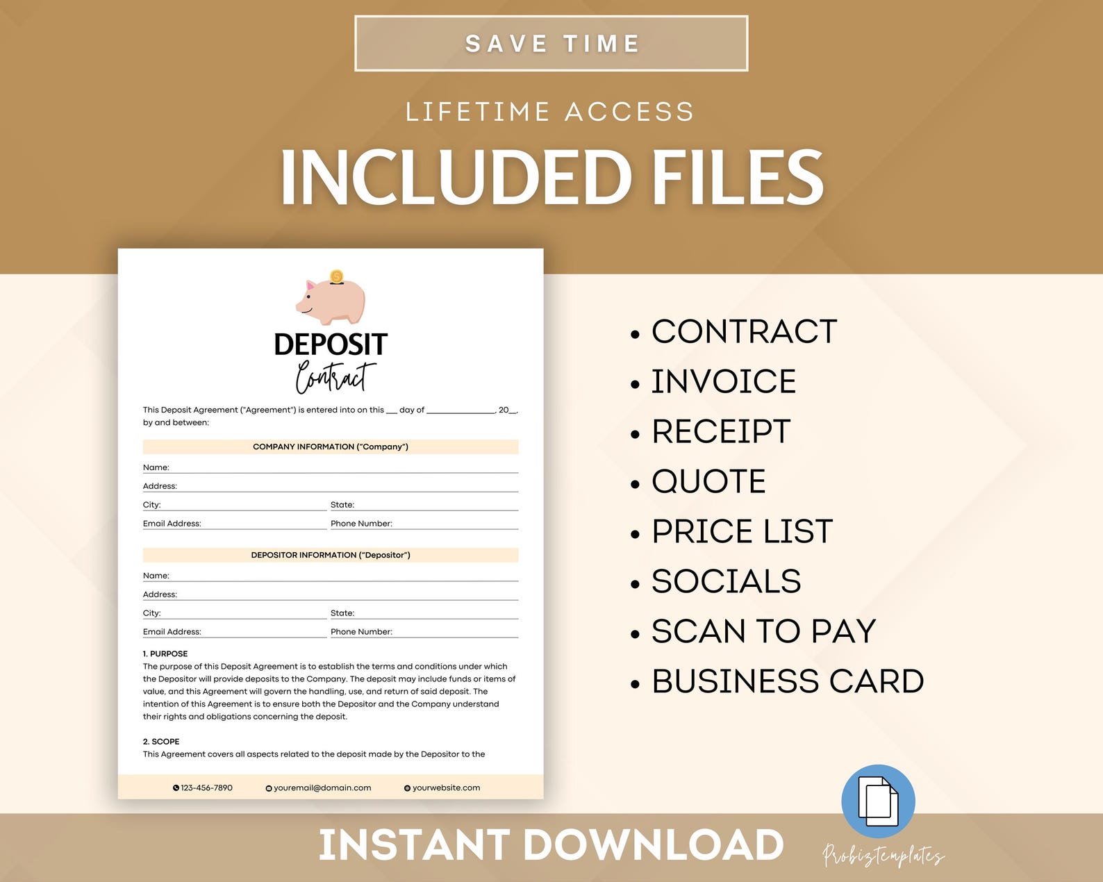 Deposit Contract Bundle, Service Booking Agreement Template, Client ...