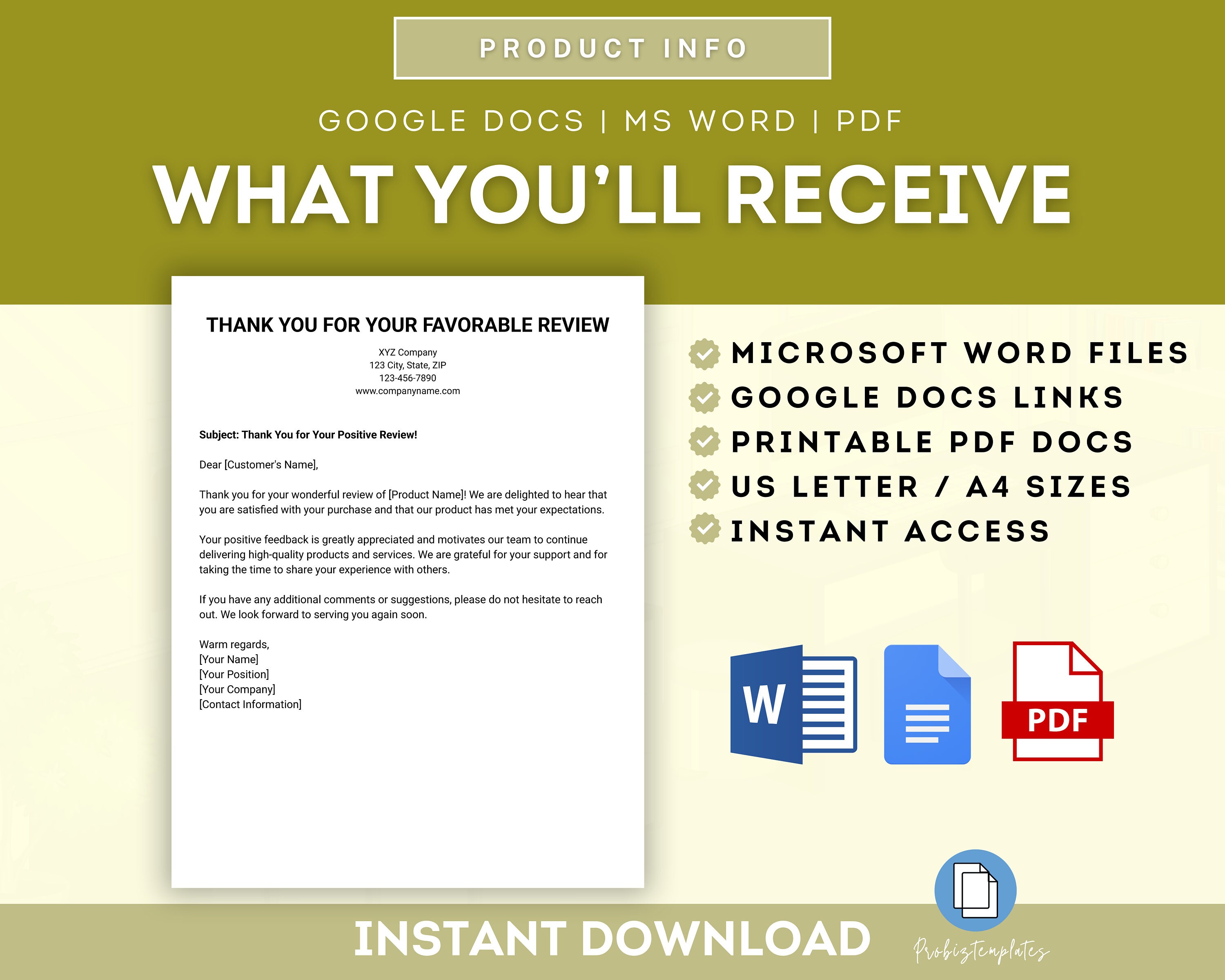 Thank You for Your Favorable Review Letter, Positive Review ...