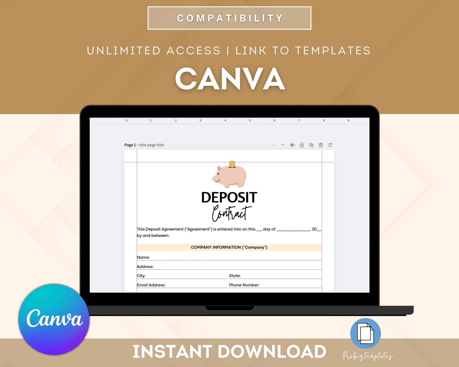 Deposit Contract Bundle, Service Booking Agreement Template, Client ...