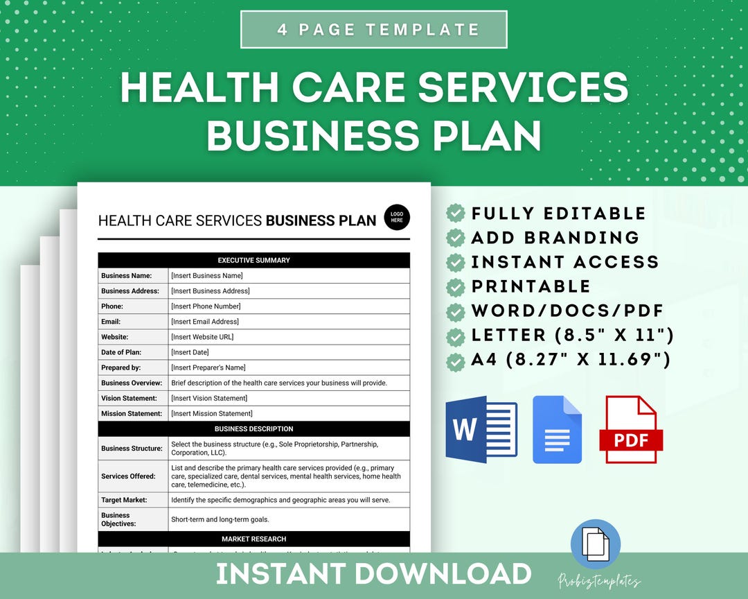 Health Care Services Business Plan Template, Comprehensive Health ...