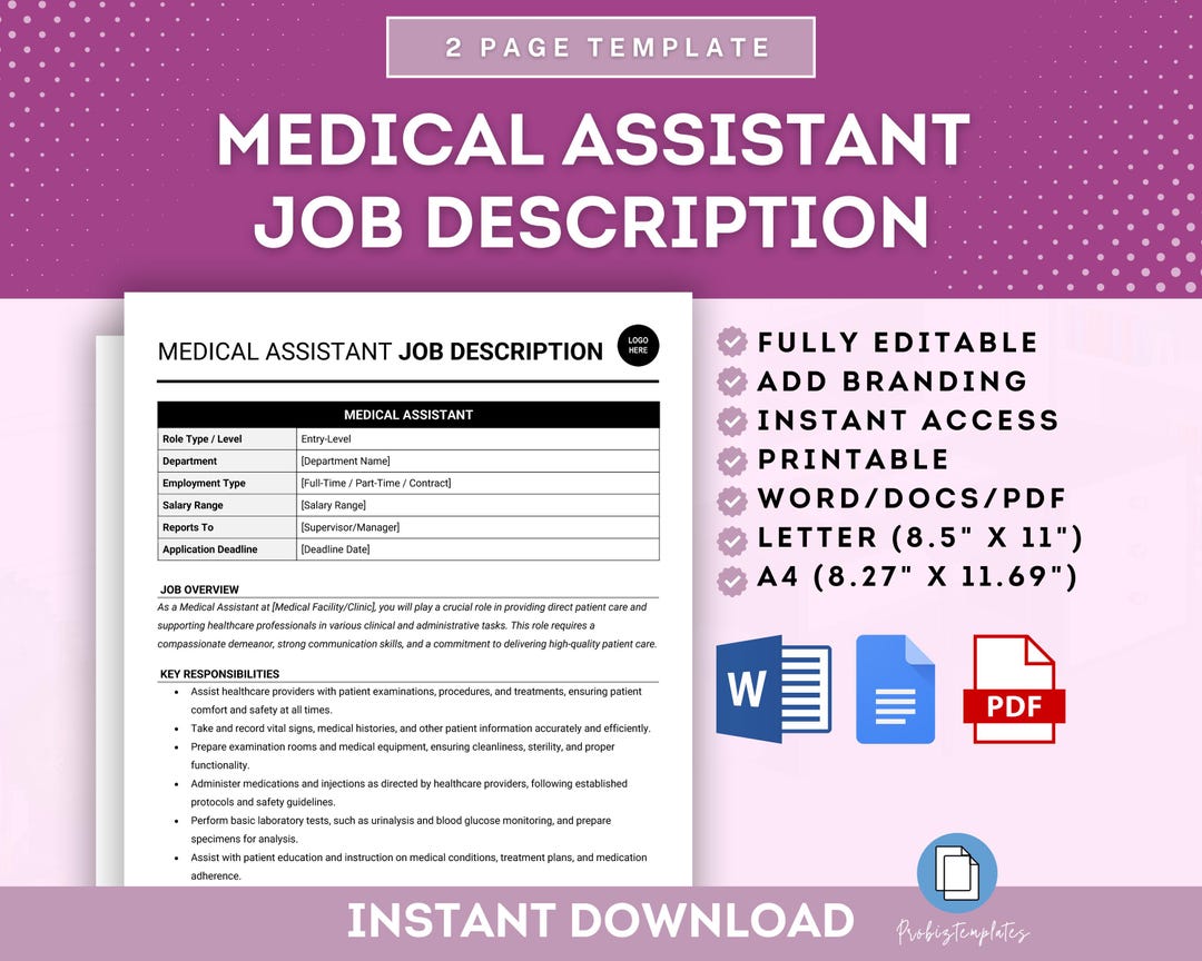 Medical Assistant Job Description Template, Medical Assistant Duties ...