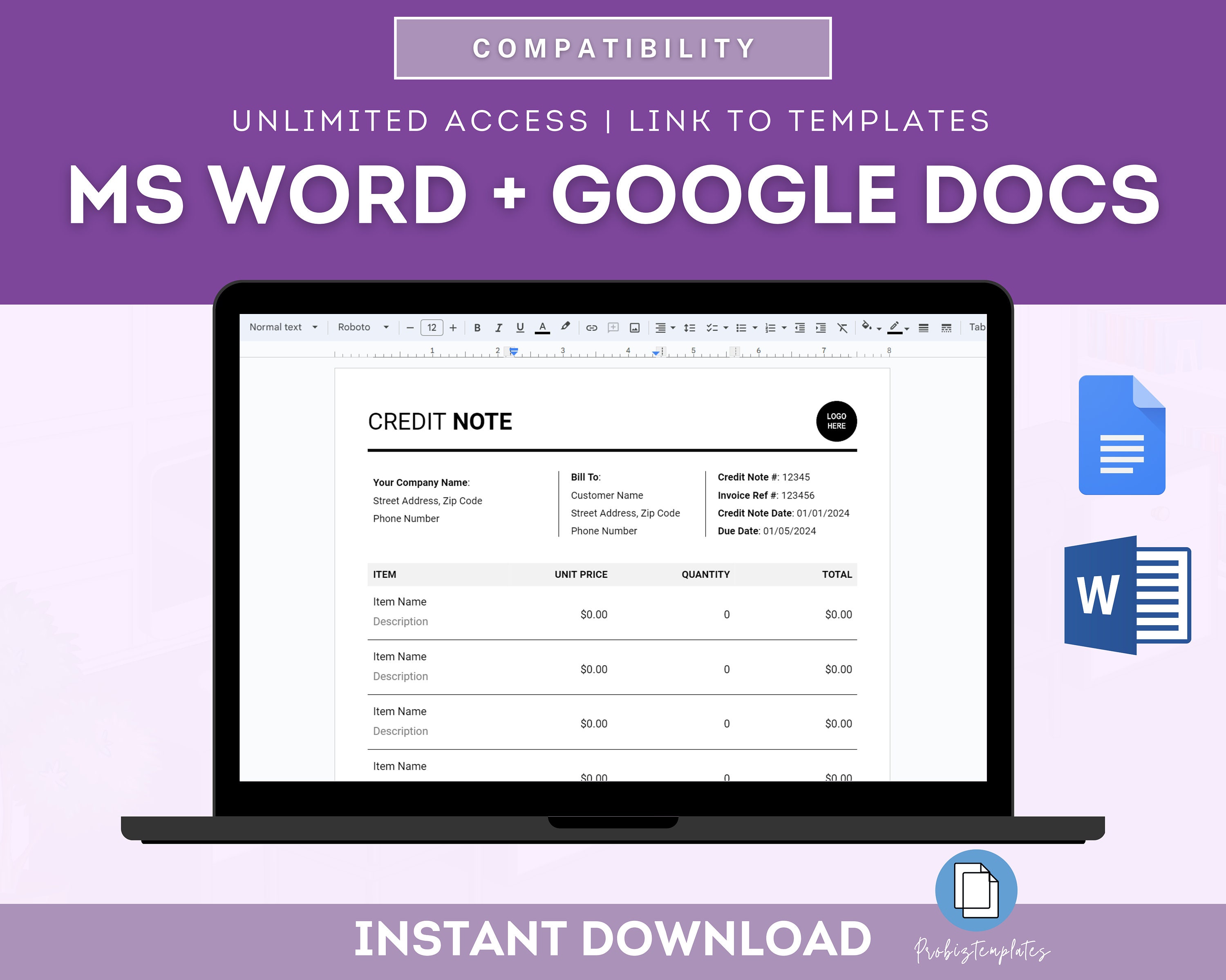 Credit Note Template, Credit Memo Template, Credit Adjustment Note ...