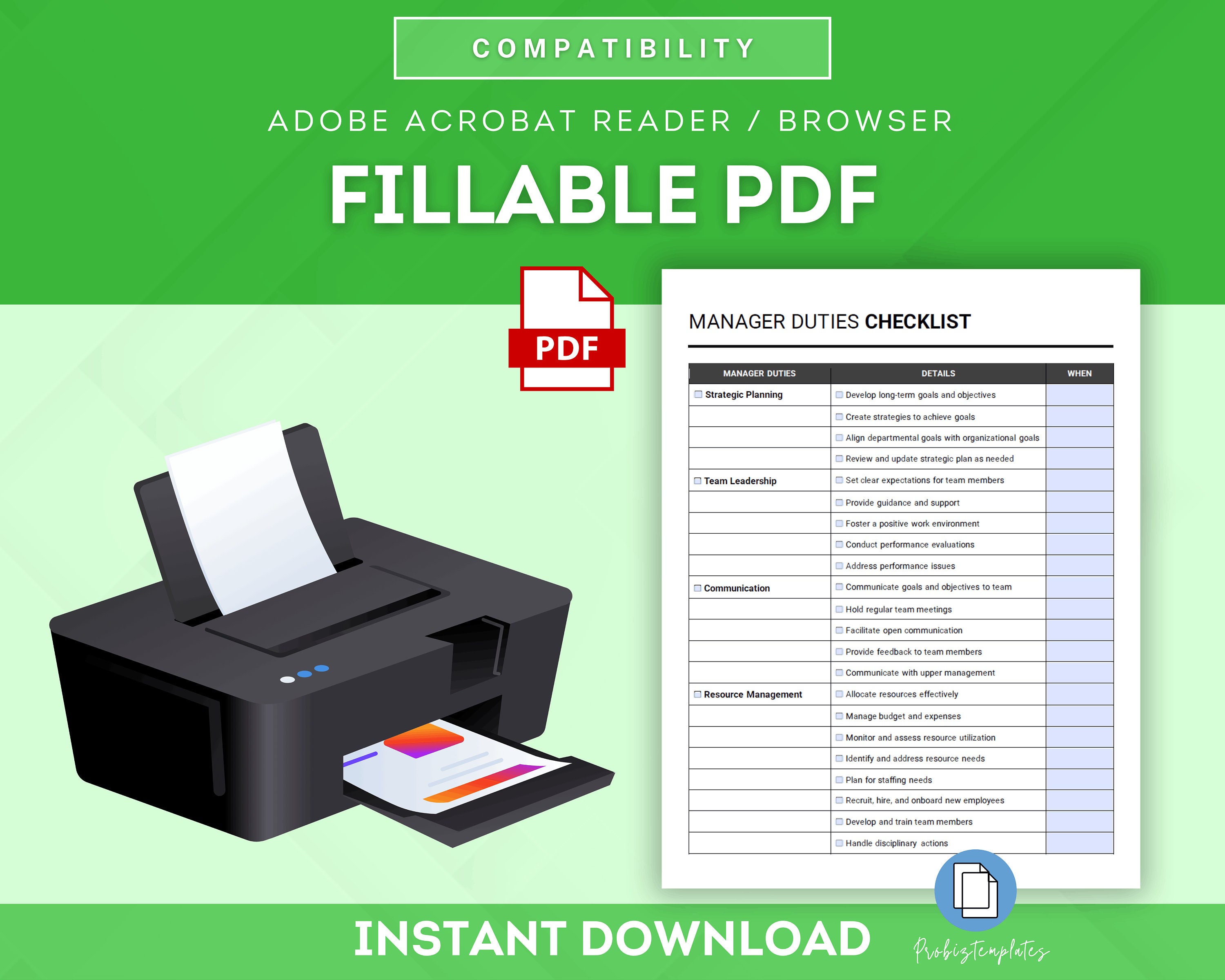 Manager Duties Checklist, Supervisor Duties Checklist, Manager ...