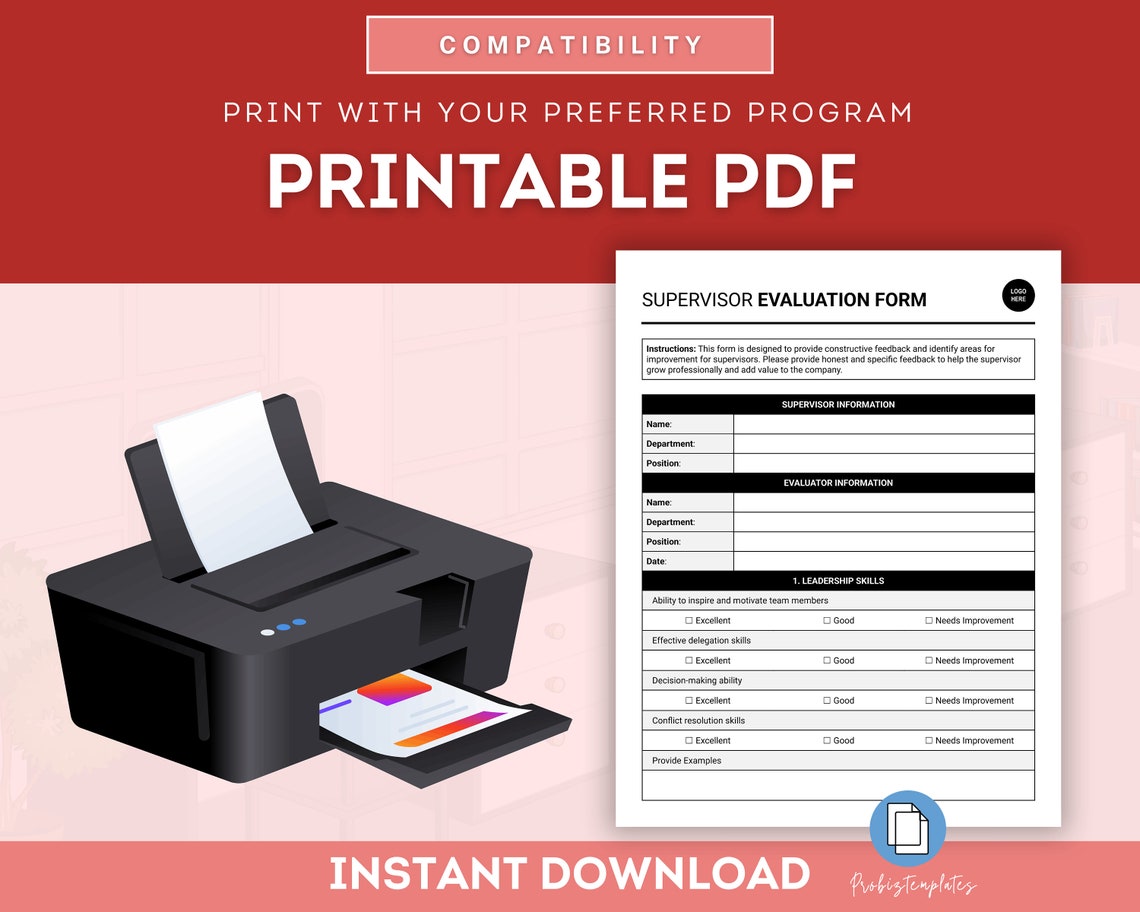 Supervisor Evaluation Form Template, Manager Performance Review Form ...