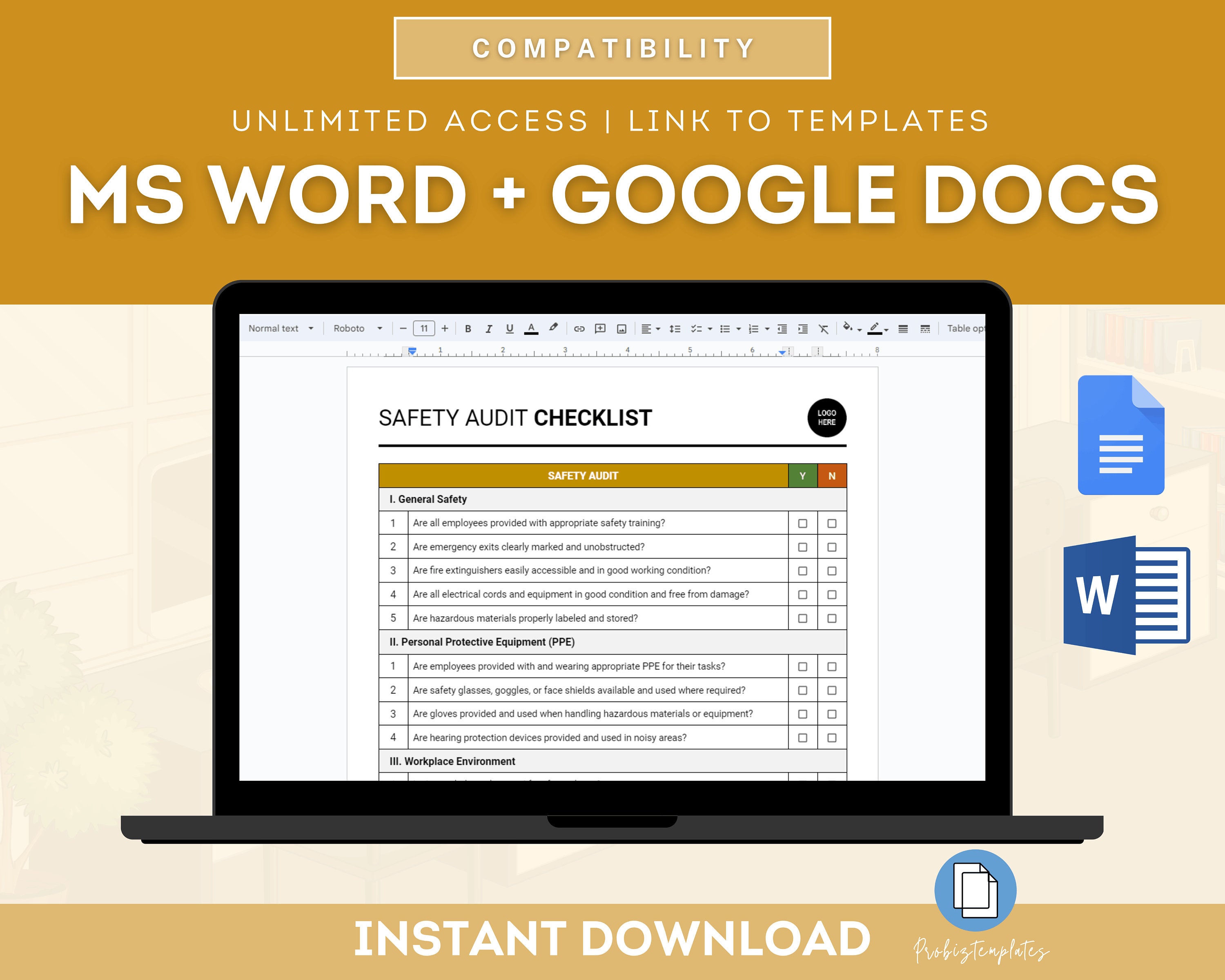Workplace Safety Audit Checklist Template, Safety Inspection Form ...