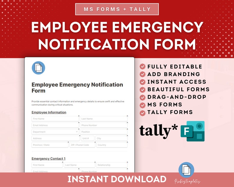 Employee Emergency Notification Online Form, Staff Emergency Contact ...