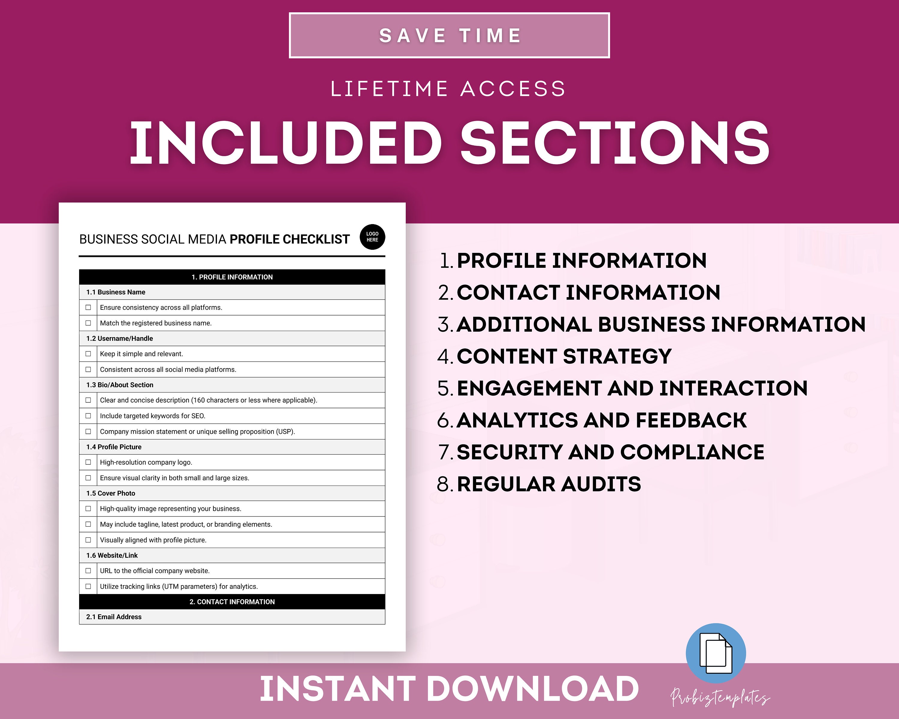 Business Social Media Profile Checklist Template, Social Media ...