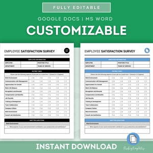 Employee Satisfaction Survey Template, Staff Morale Assessment, Worker ...