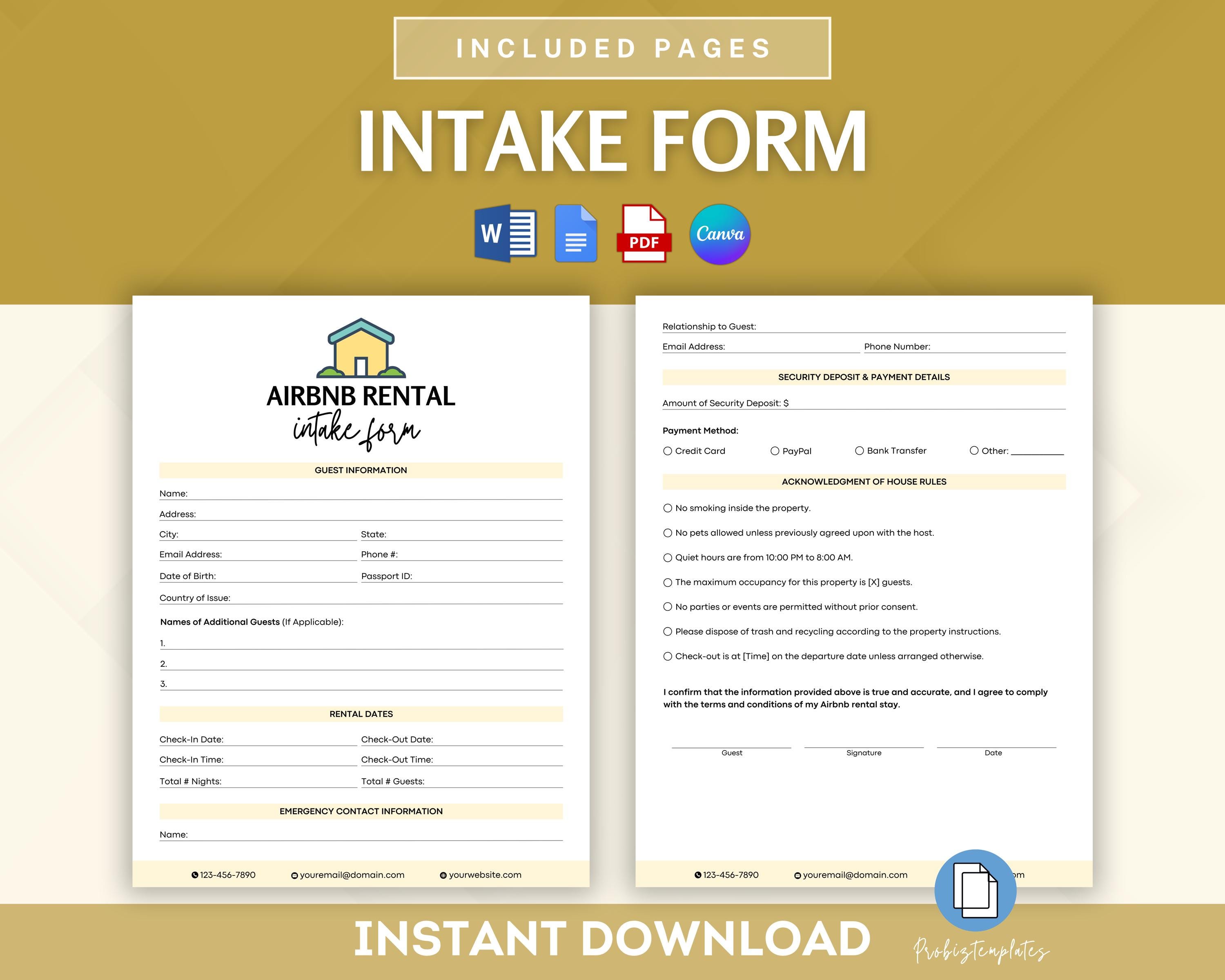 Airbnb Rental Contract Bundle, Vacation Rental Agreement Template ...