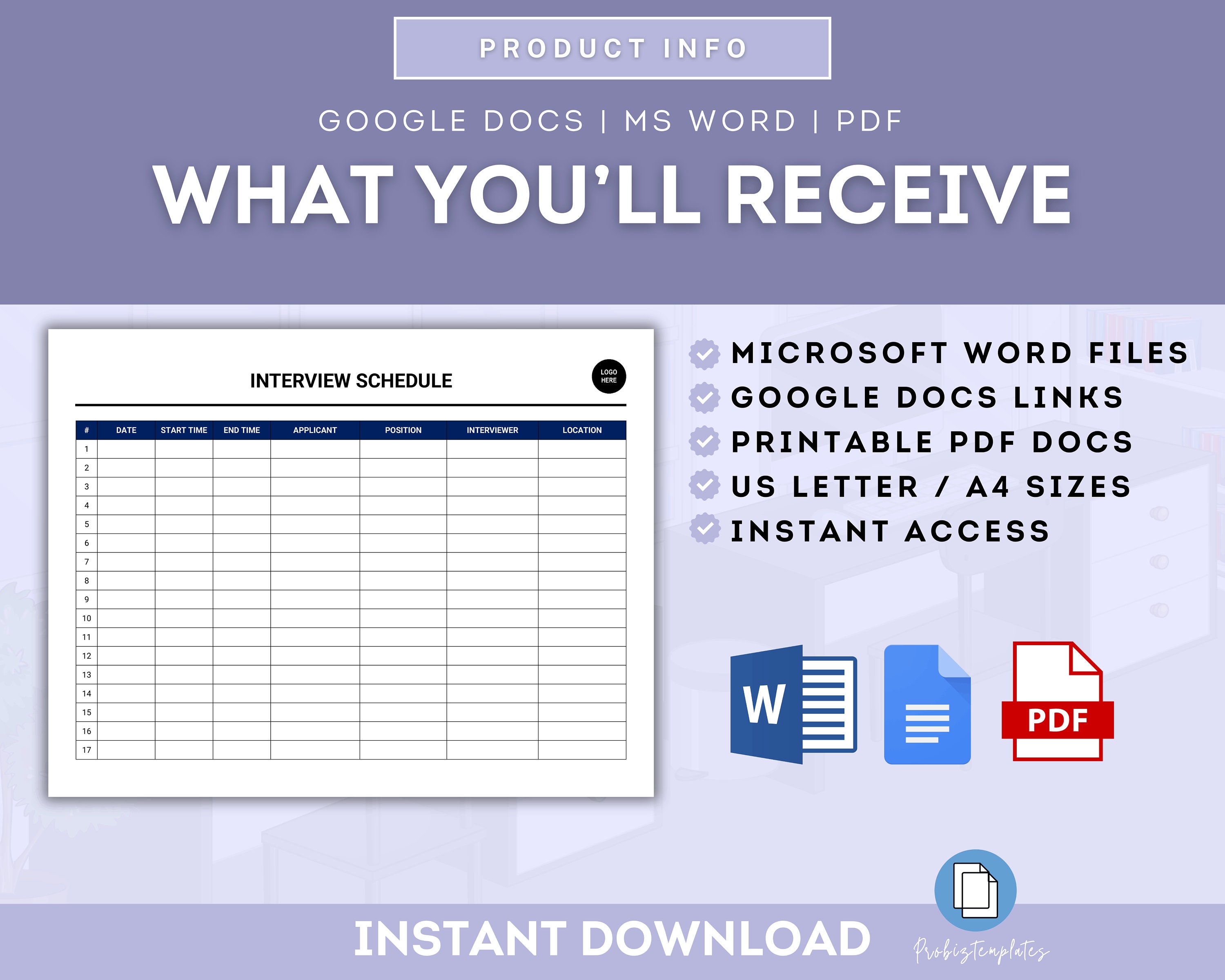 Job Interview Schedule Tracker, Job Interview Calendar, Job Interview ...