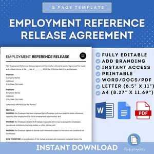 Employment Reference Release Agreement Template, Job Reference Consent ...