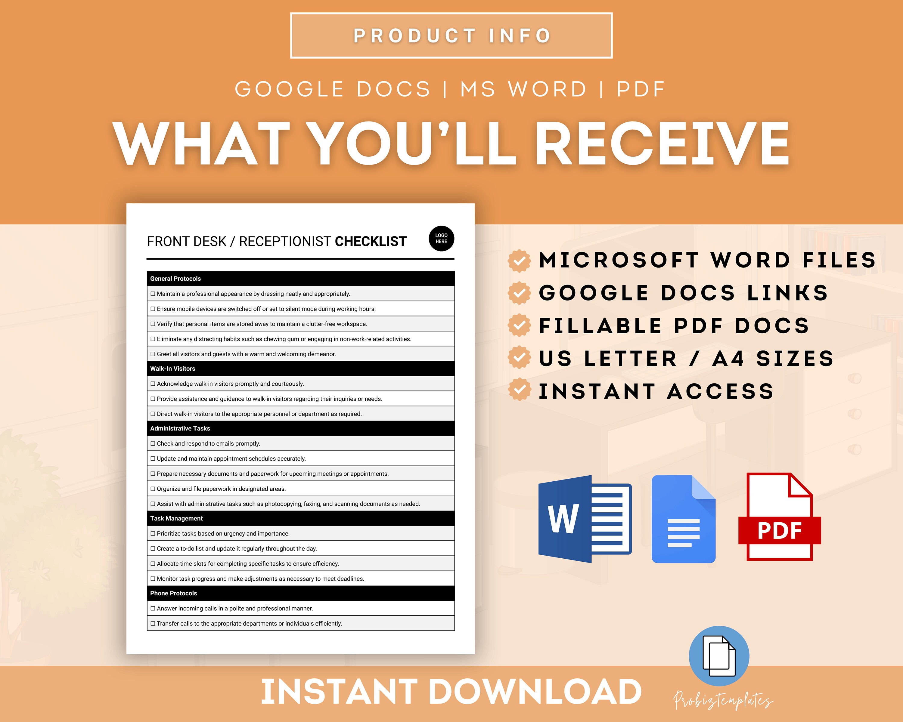 Front Desk Receptionist Checklist, Reception Responsibilities ...