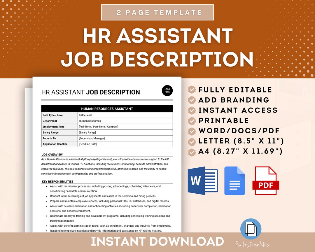 HR Assistant Job Description Template, Human Resources Assistant Role ...