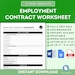 Employment Contract Worksheet Template, Job Contract Worksheet ...