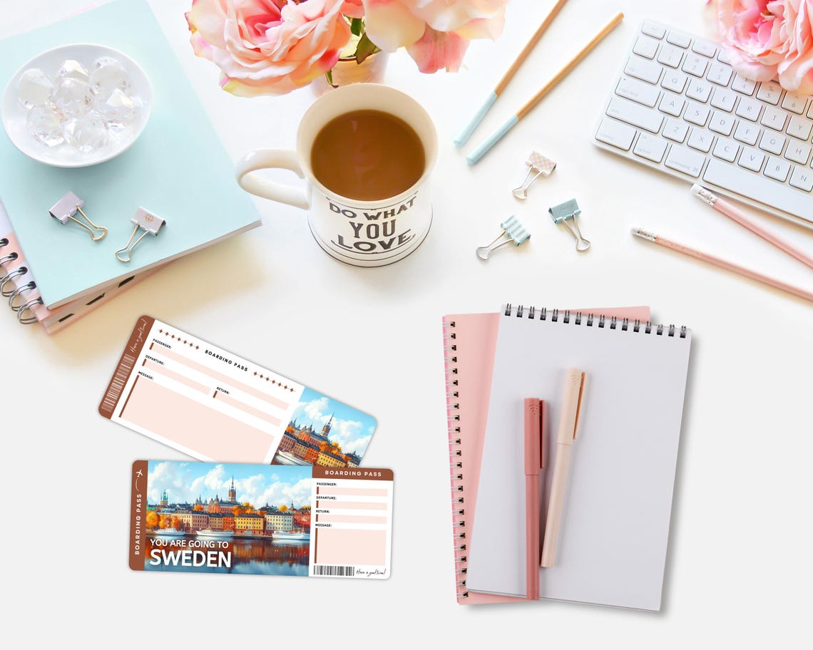 Printable Sweden Surprise Gift Ticket, Editable Stockholm Boarding Pass ...