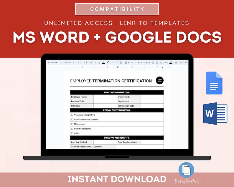 Employee Termination Certification Template, Termination Confirmation ...