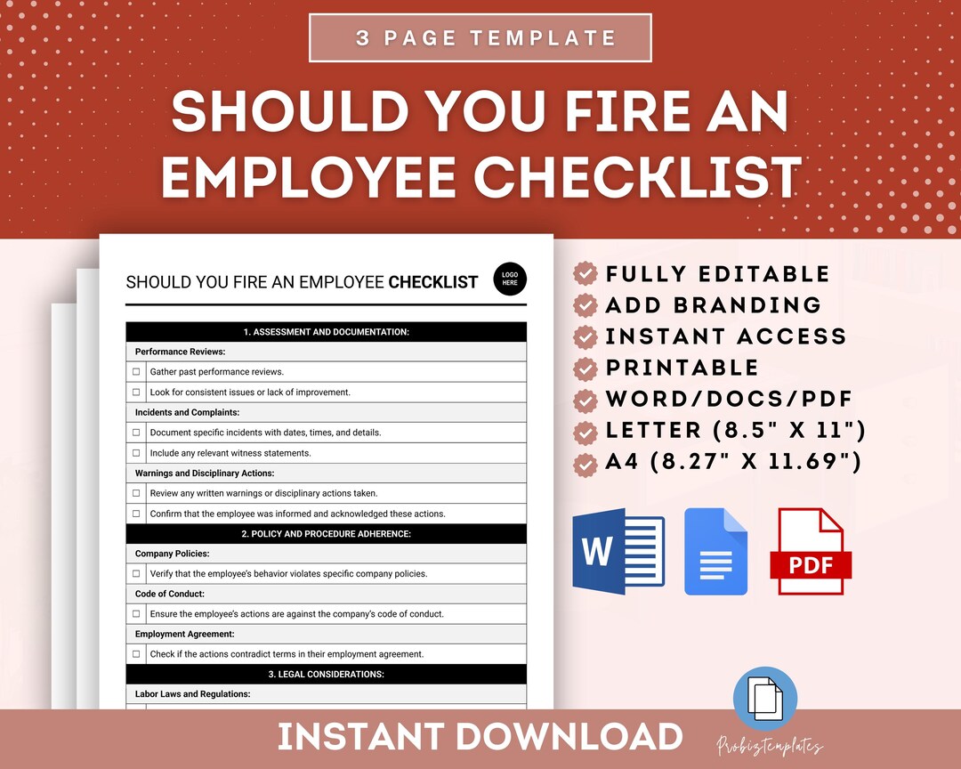 Should You Fire an Employee Checklist, Employee Termination Checklist ...