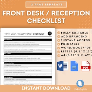 Receptionist Daily Checklist - Etsy