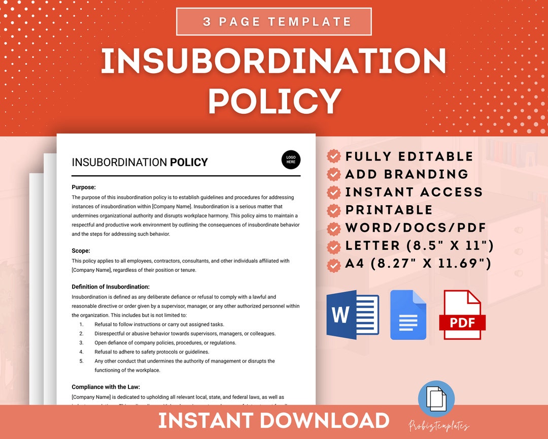 Insubordination Policy Template, Employee Conduct Guidelines ...
