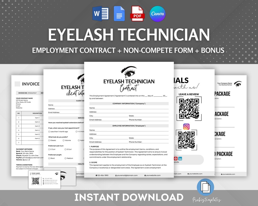 Eyelash Technician Employment Contract & Lash Tech Non-compete ...