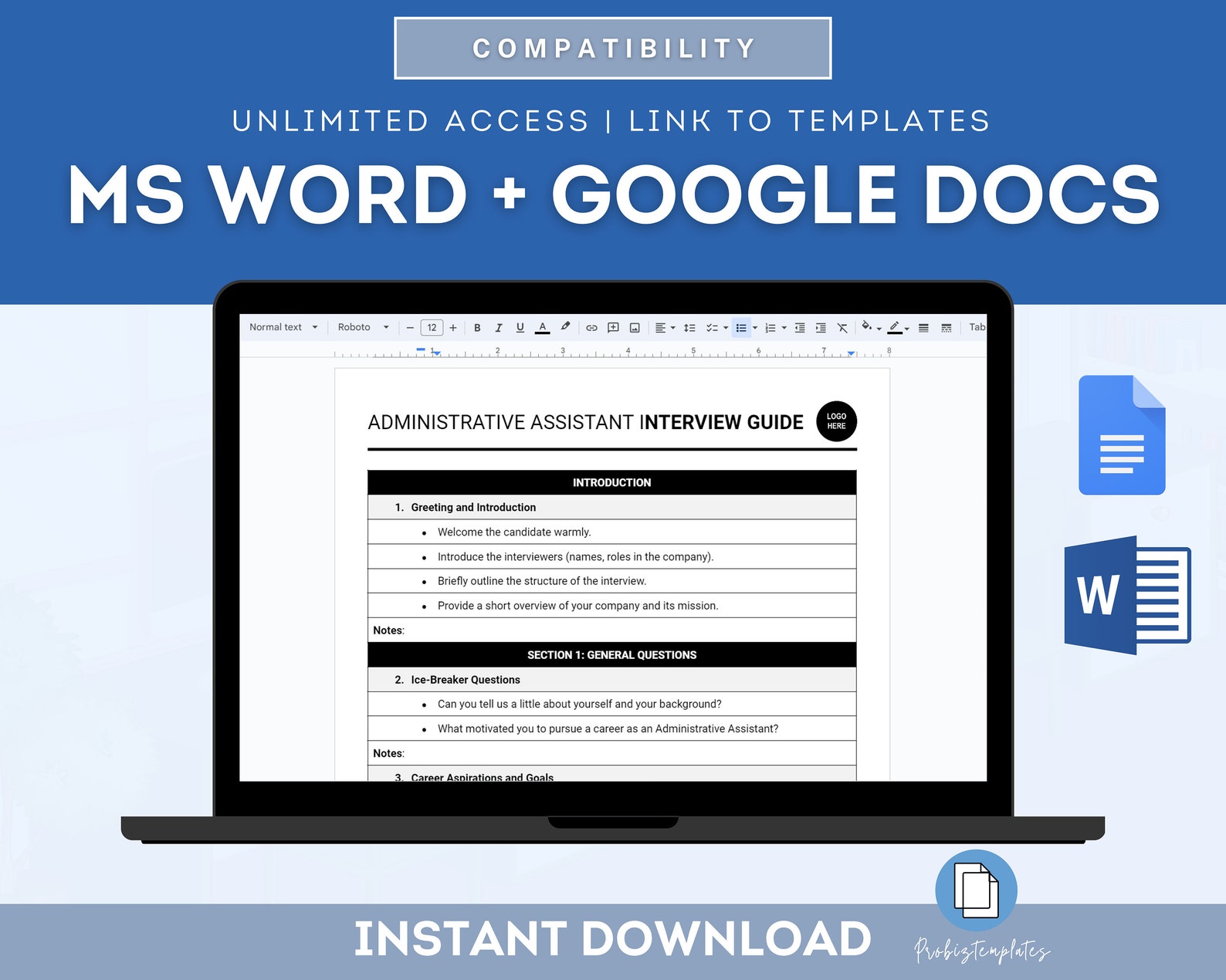 Administrative Assistant Interview Guide Template, Admin Assistant ...