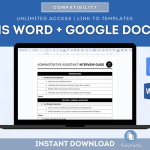 Administrative Assistant Interview Guide Template, Admin Assistant ...