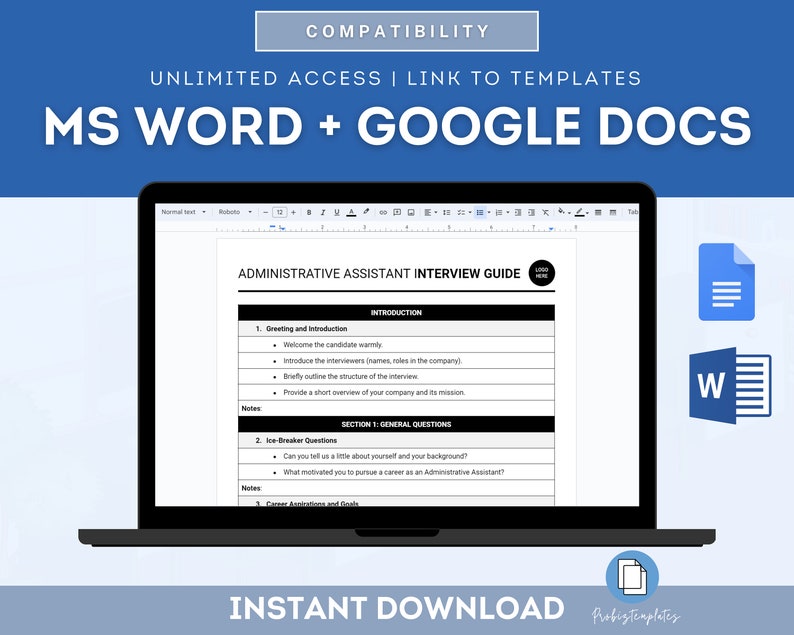 Administrative Assistant Interview Guide Template, Admin Assistant ...