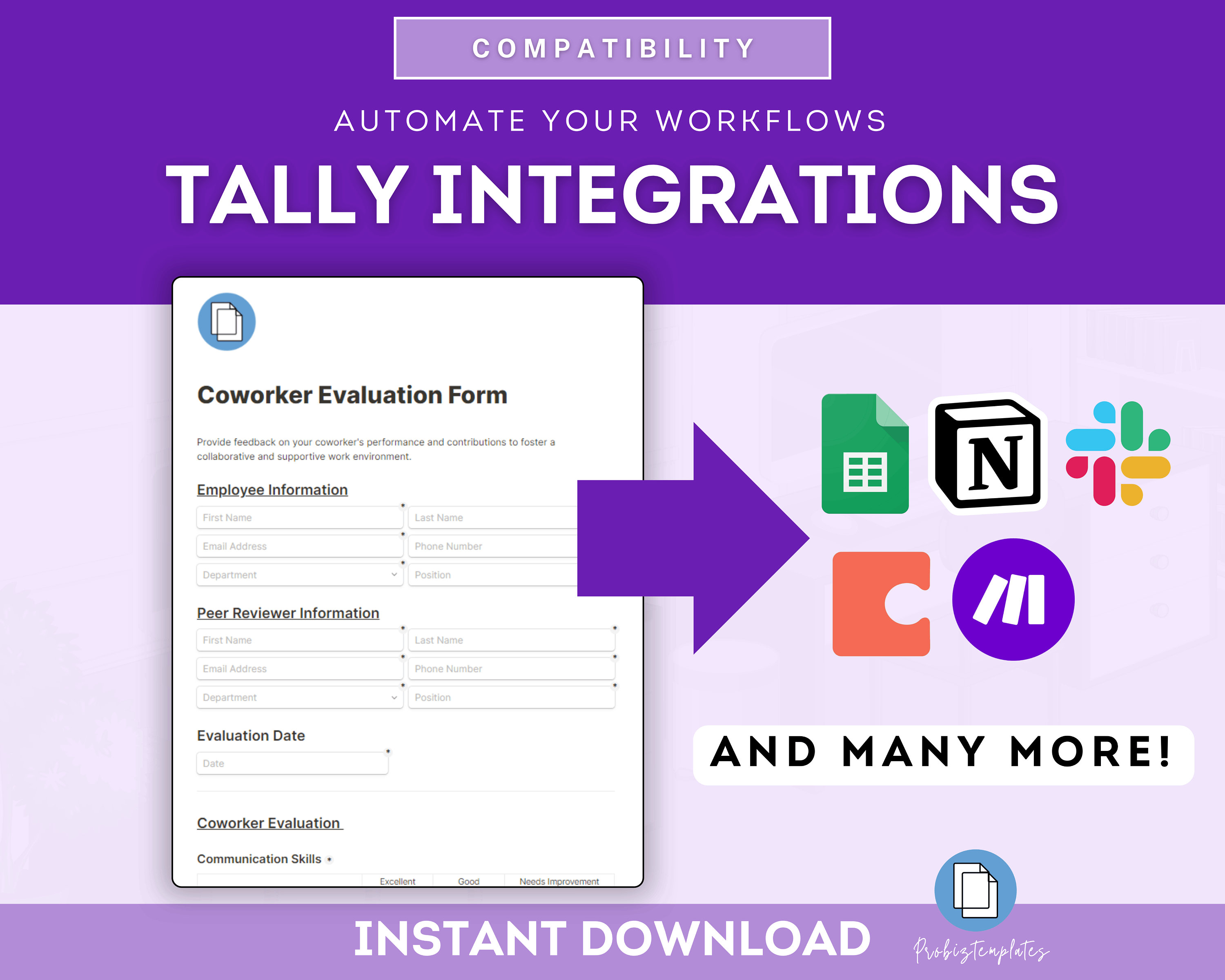 Coworker Evaluation Online Form, Peer Review, Colleague Evaluation Form ...