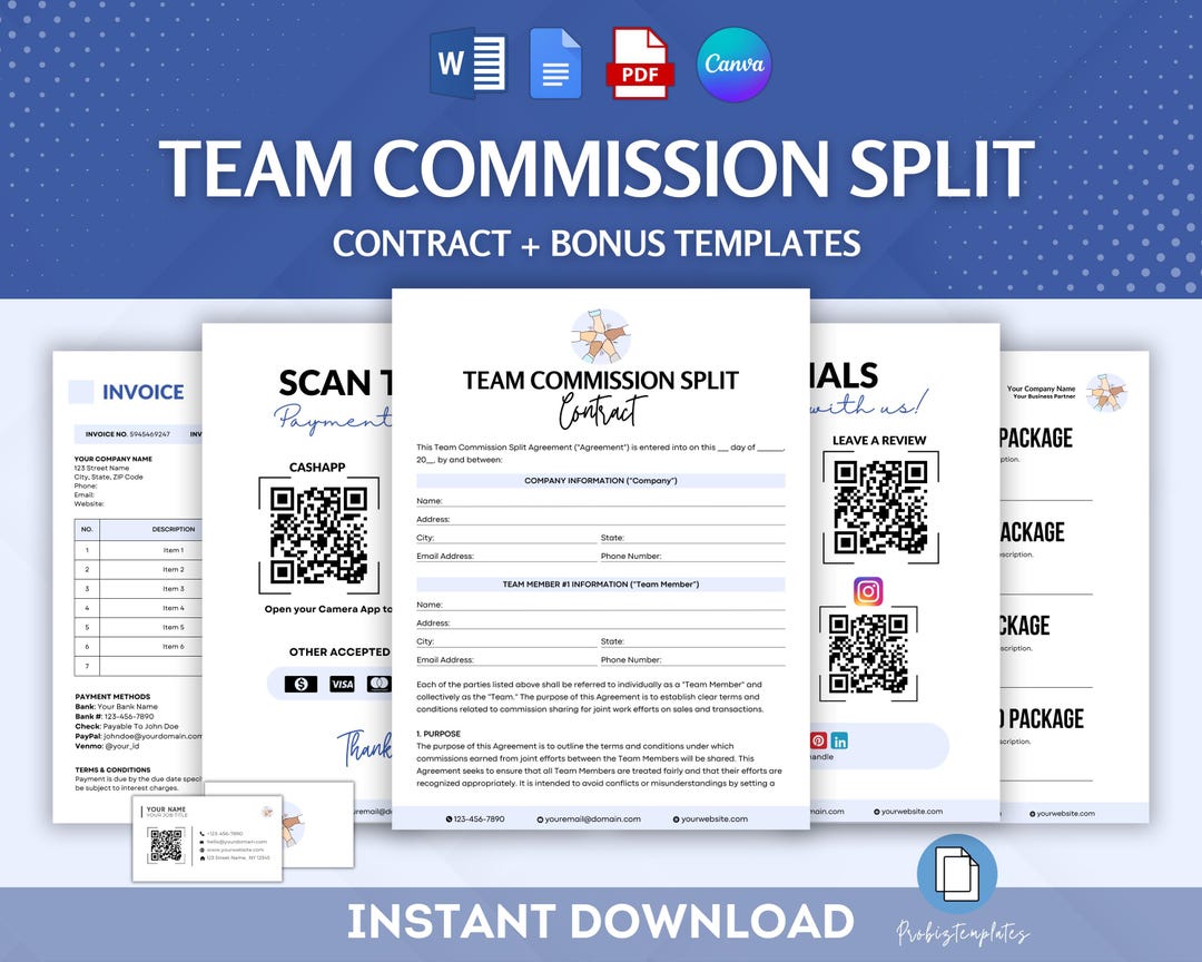 Team Commission Split Contract Bundle, Commission Split Agreement ...