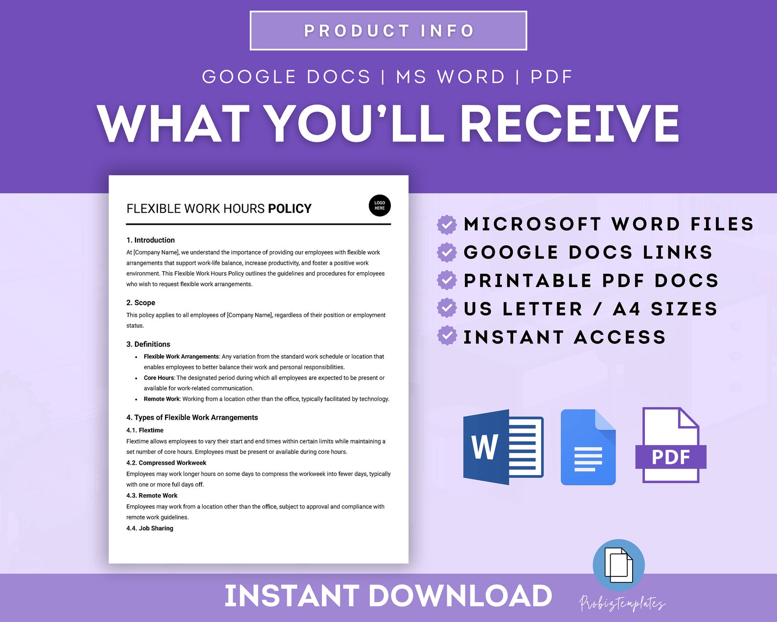Flexible Work Hours Policy Template, Adaptive Work Schedule Policy ...