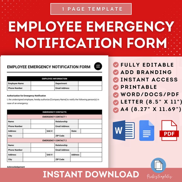 Employee Staff Contact Sheet - Etsy
