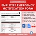 Employee Emergency Notification Form Template, Staff Emergency Contact ...