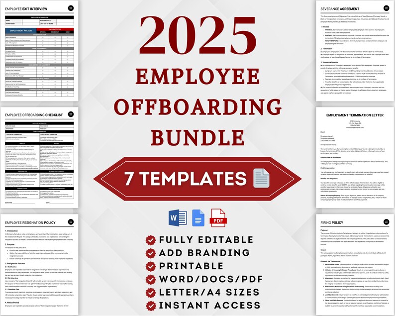 Employee Offboarding Bundle, Employee Termination Bundle, Employee ...