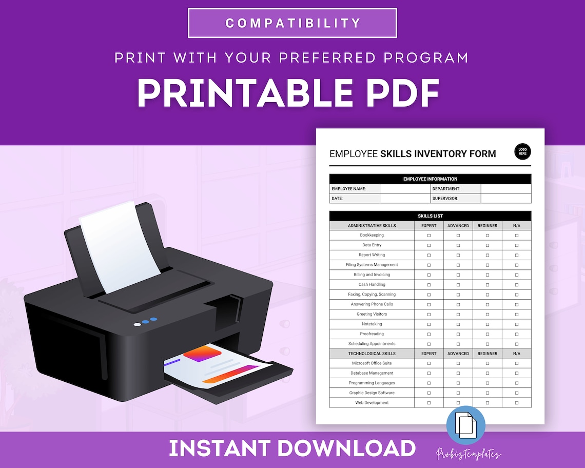 Employee Skills Inventory Form Template, Staff Competency Assessment ...