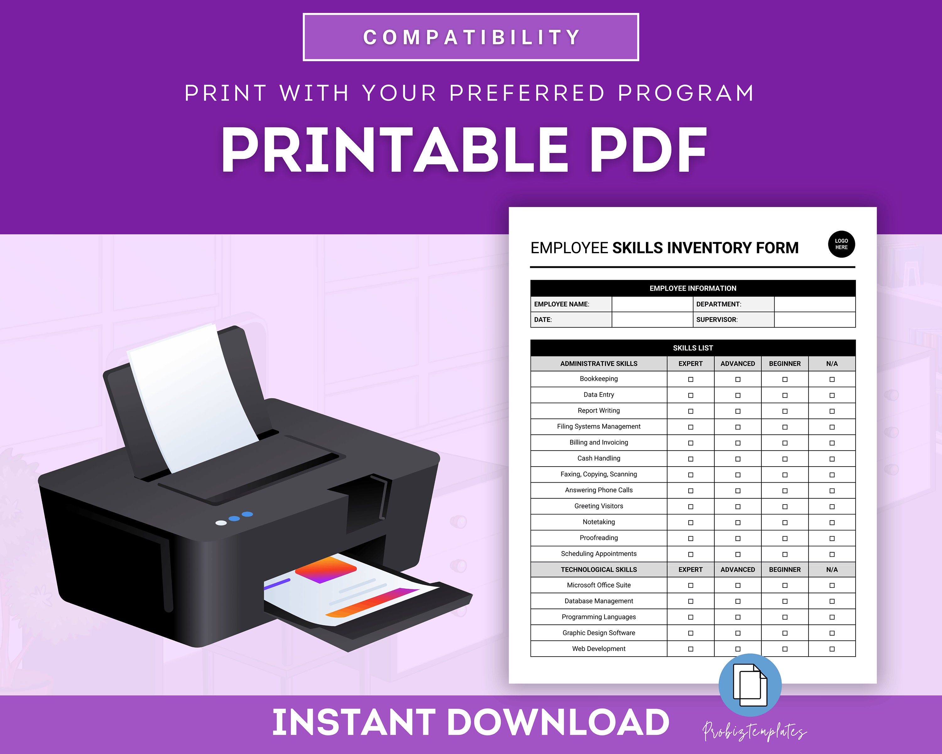 Employee Skills Inventory Form Template, Staff Competency Assessment ...