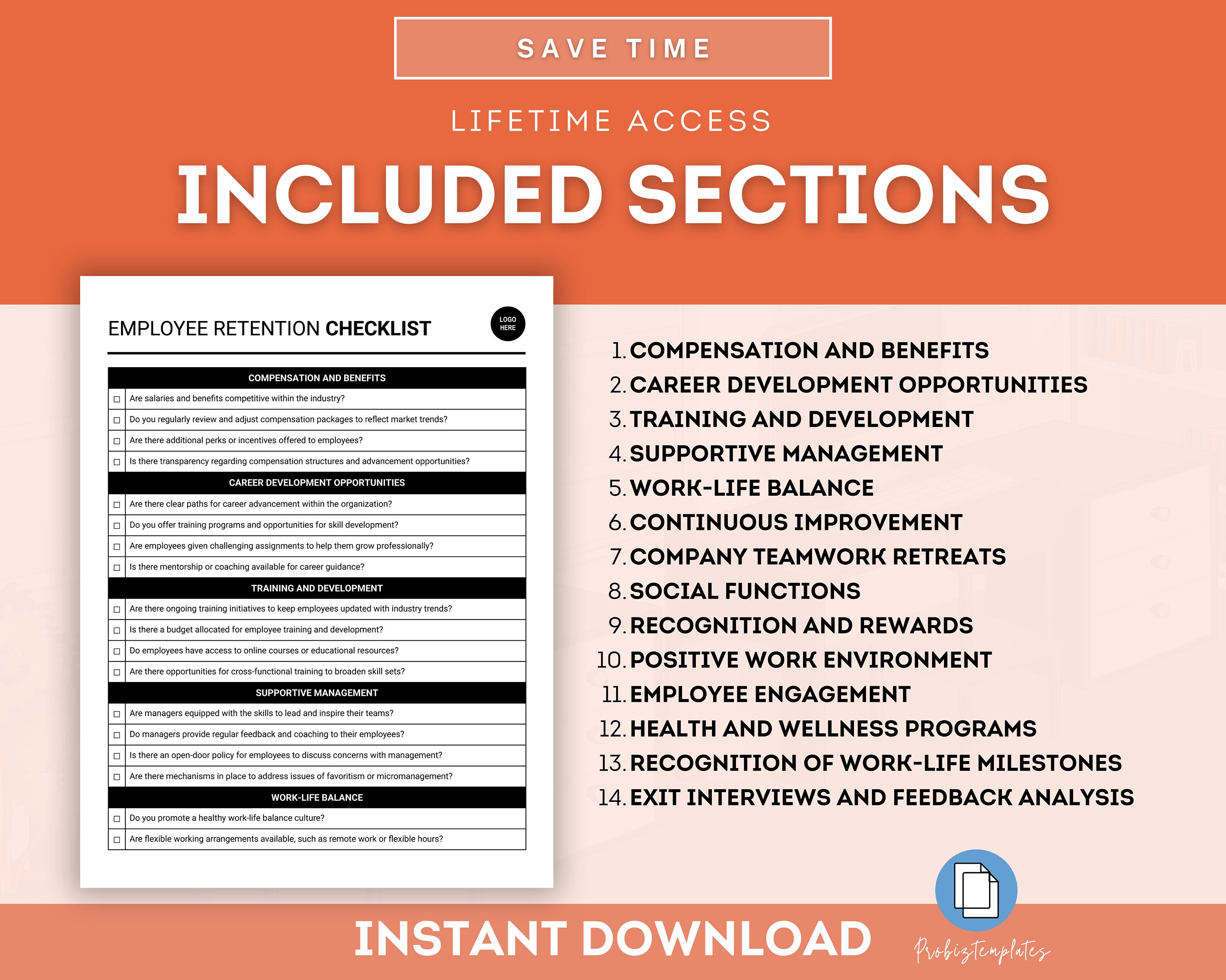 Employee Retention Checklist Template, Staff Retention Strategy ...