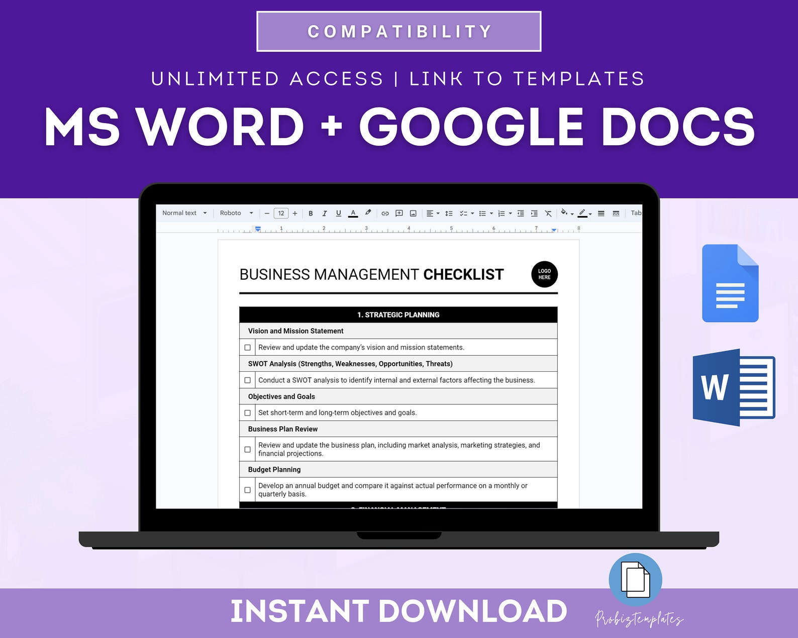 Business Management Checklist Template, Company Management Checklist ...