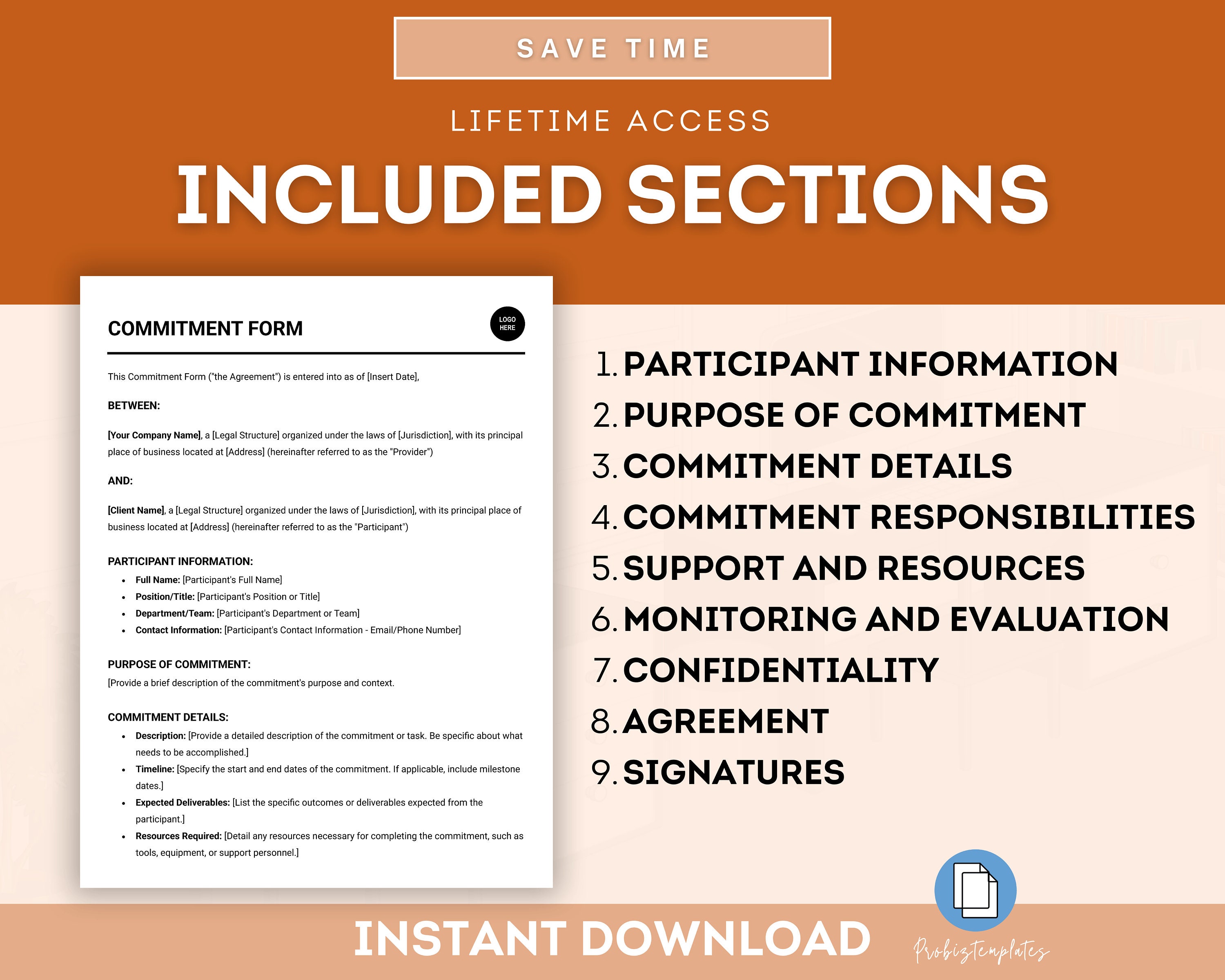 Commitment Form Template, Commitment Agreement Template, Responsibility ...
