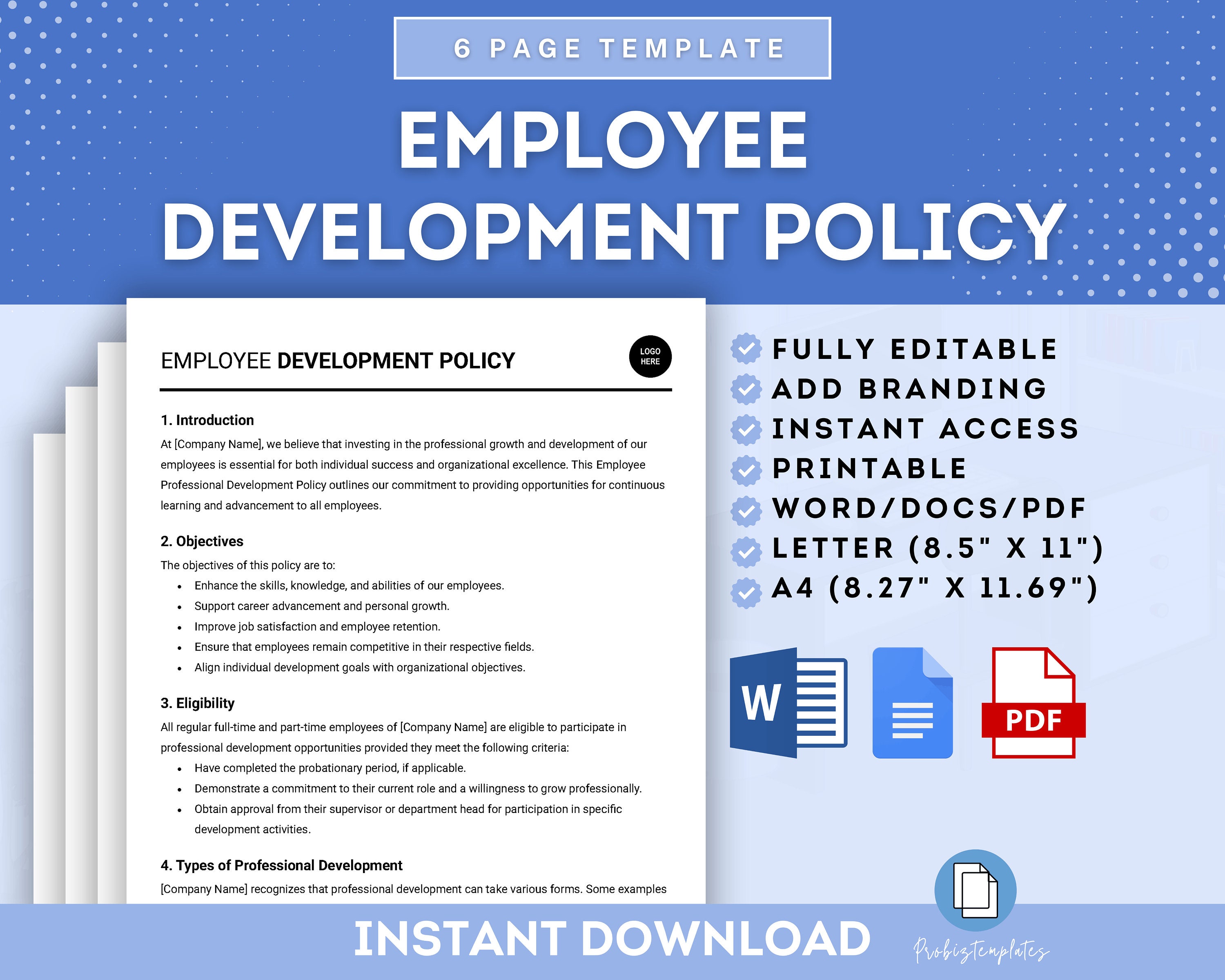 Employee Professional Development Policy Template, Employee Career ...