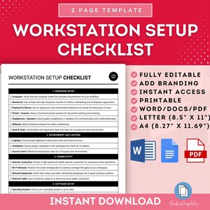 Workstation Setup Checklist, Employee Workplace Desk Setup Checklist ...